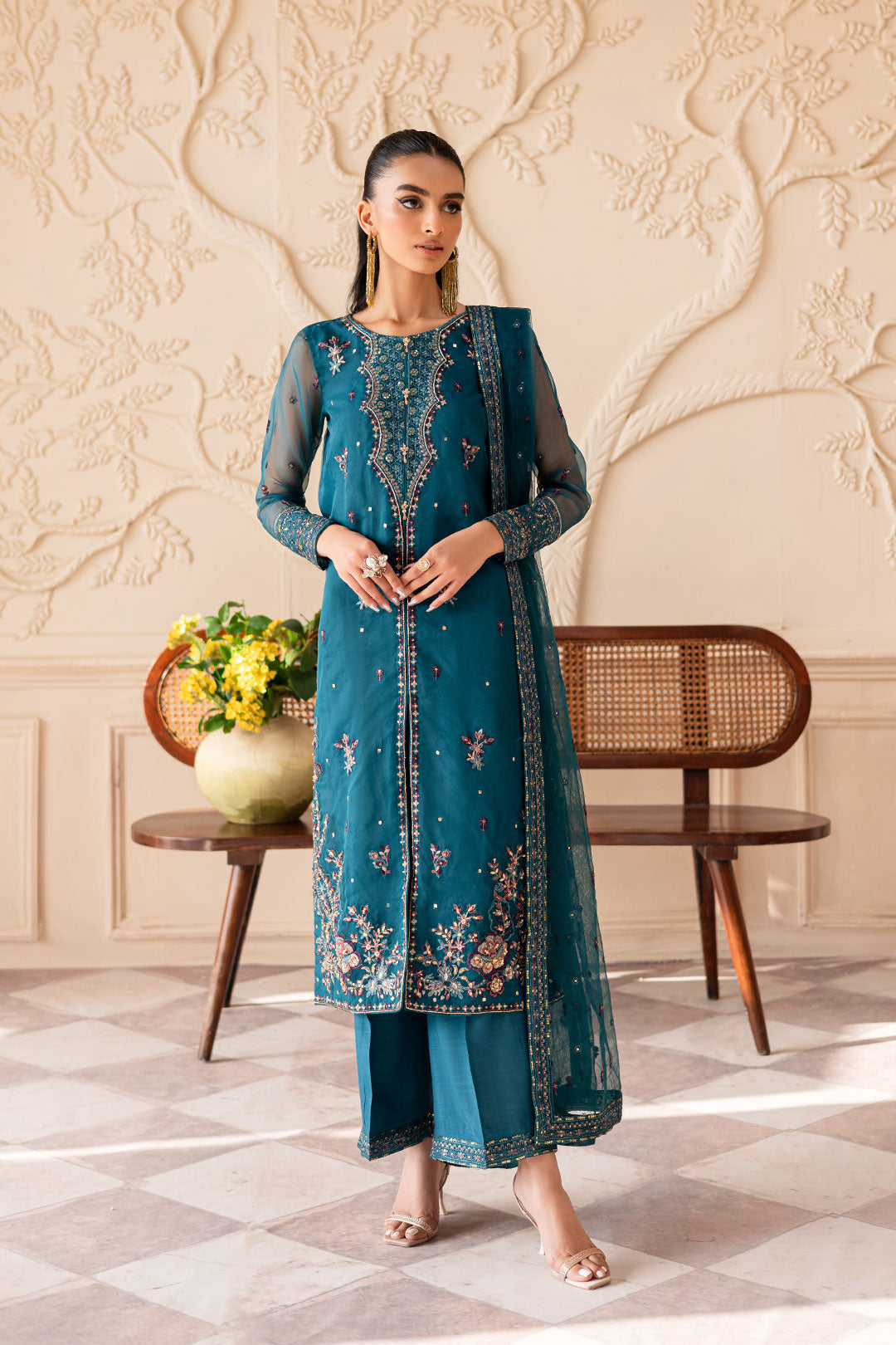 Sanaz 3PC - Embroidered Luxe Pret – BATIK - AE