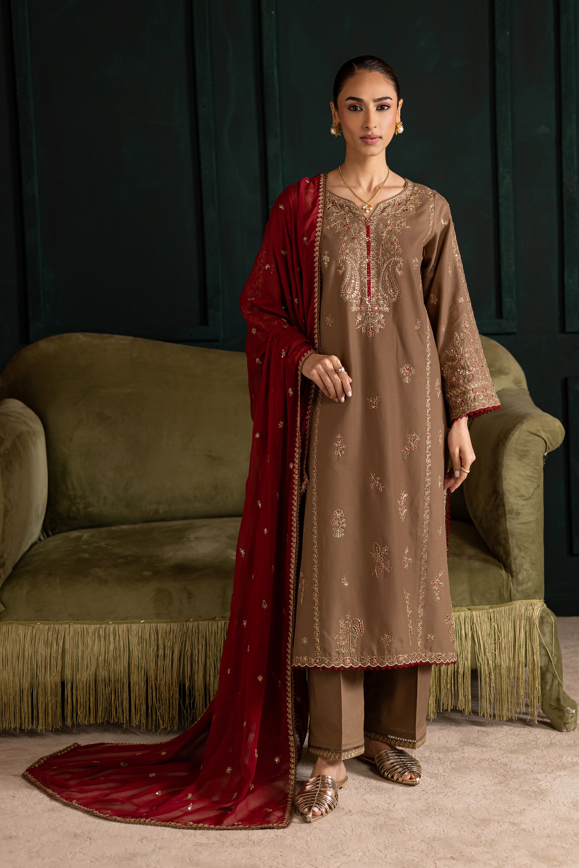 Tiramisu 3Pc - Embroidered Khaddar Dress – BATIK - AE